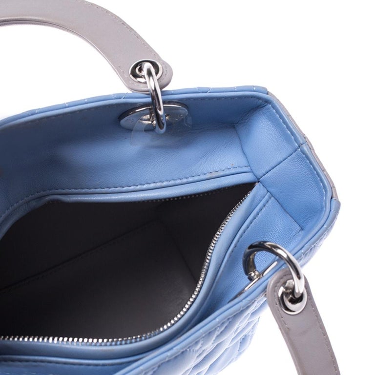 Dior Light Blue/Grey Leather Medium Lady Dior Tote at 1stDibs | dior ...