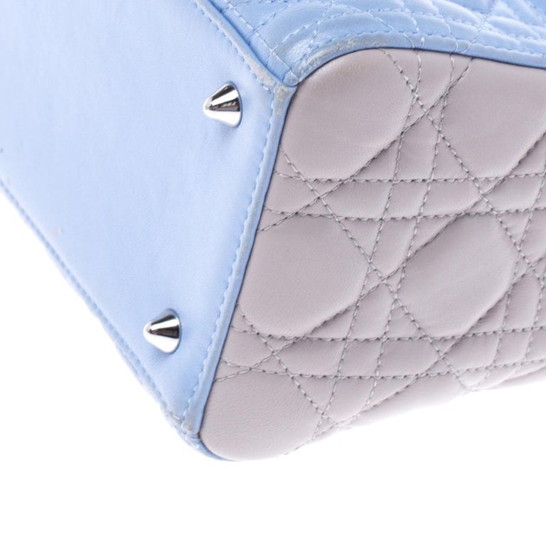 Dior Light Blue/Grey Leather Medium Lady Dior Tote at 1stDibs | dior ...