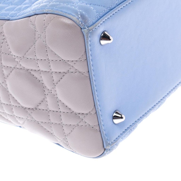 Dior Light Blue/Grey Leather Medium Lady Dior Tote at 1stDibs | dior ...