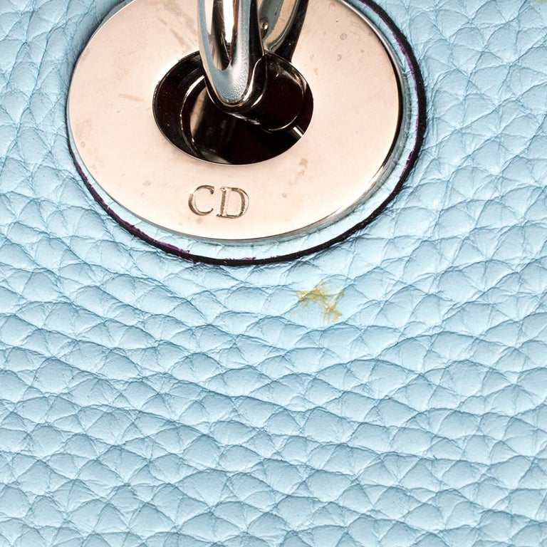 Dior Light Blue Leather Large Diorissimo Shopper Tote For Sale at 1stDibs