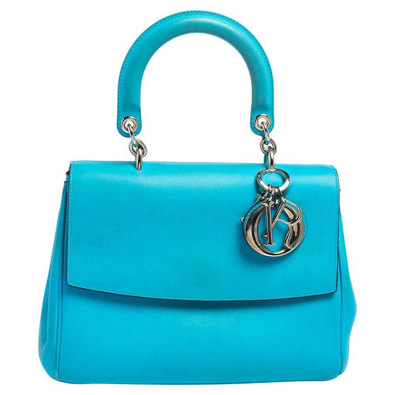 Dior Light Blue Leather Small Be Dior Flap Top Handle Bag at 1stDibs