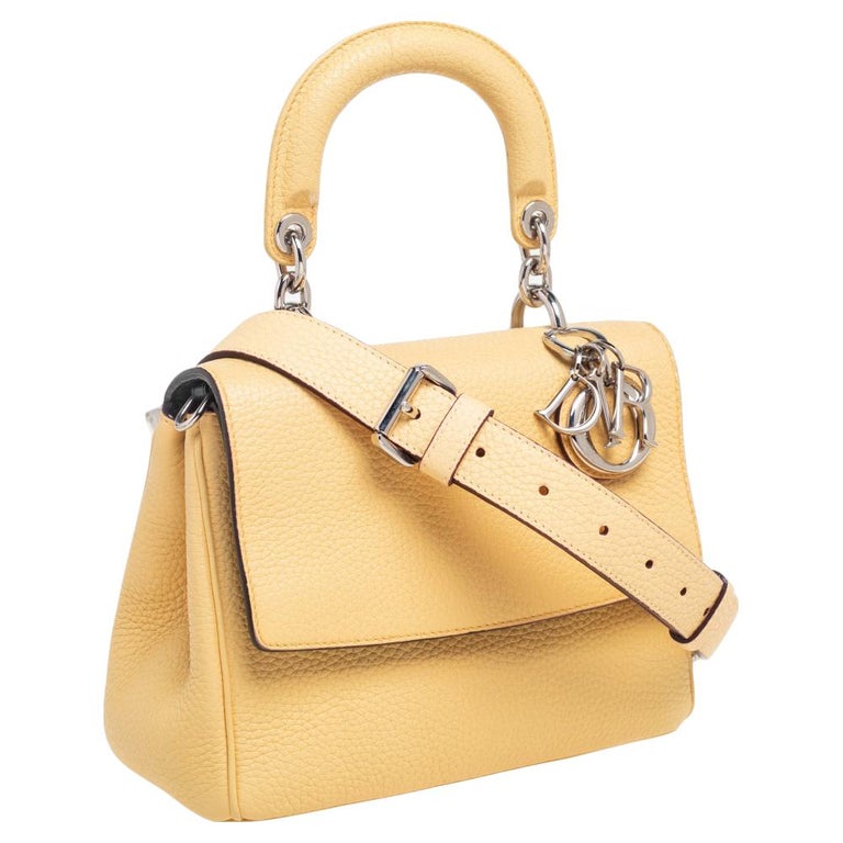 Dior Light Yellow Leather Mini Be Dior Top Handle Bag at 1stDibs