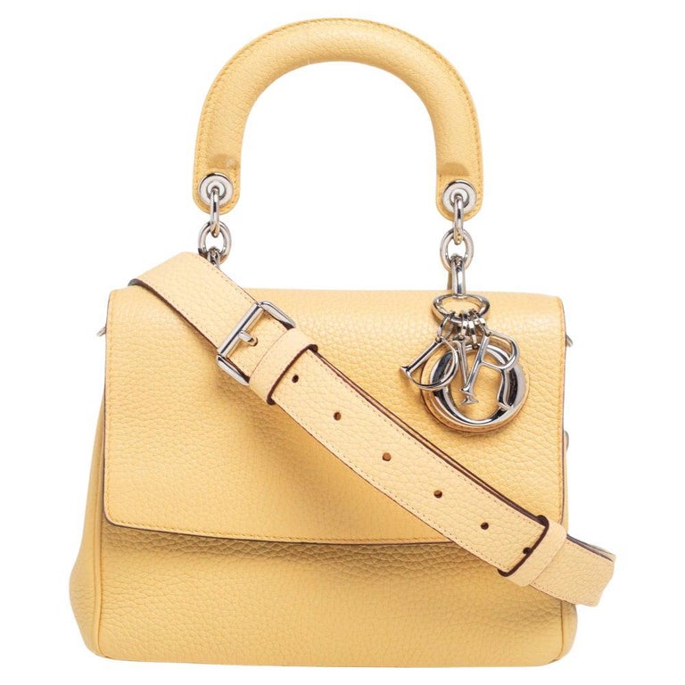 Dior Light Yellow Leather Mini Be Dior Top Handle Bag at 1stDibs
