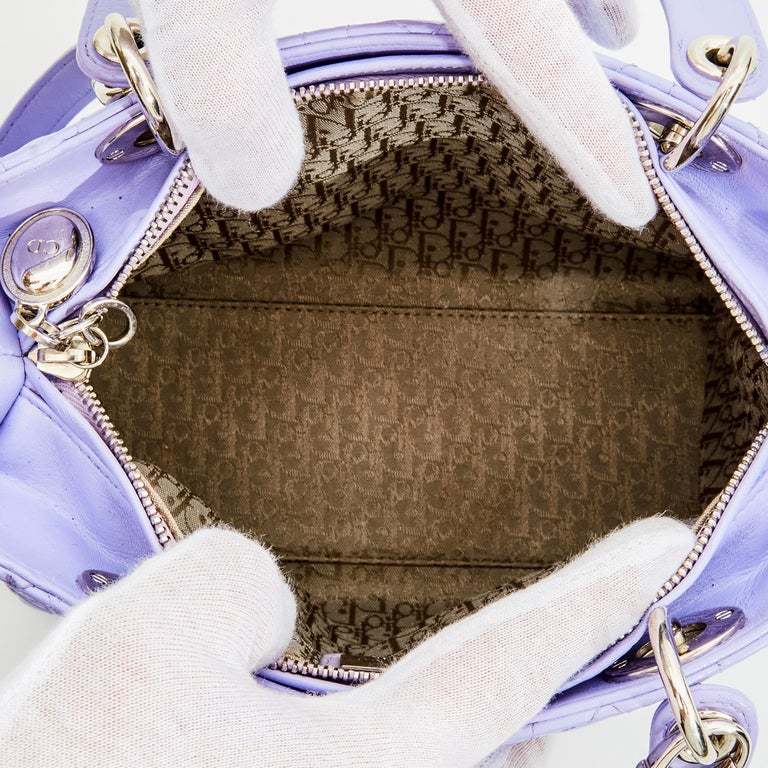 Dior Lilac Leather Cannage Lady Dior Hand Bag Small 2005 at 1stDibs