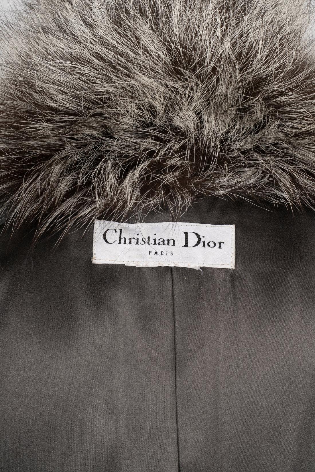 Dior Long Grey Fur and Cashmere Coat For Sale at 1stDibs