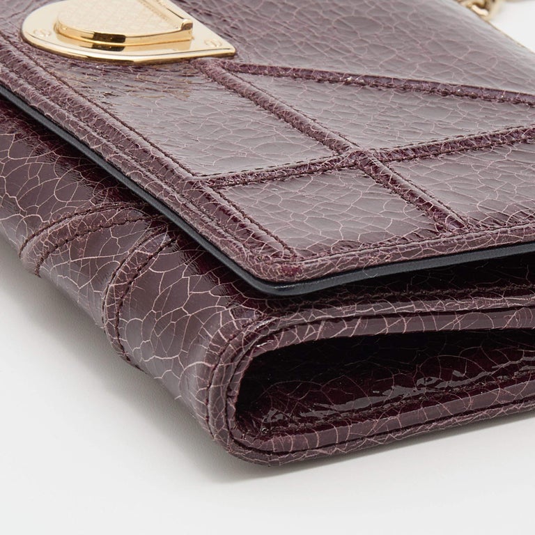 Dior Maroon Crinkled Leather Diorama Wallet On Chain For Sale at 1stDibs