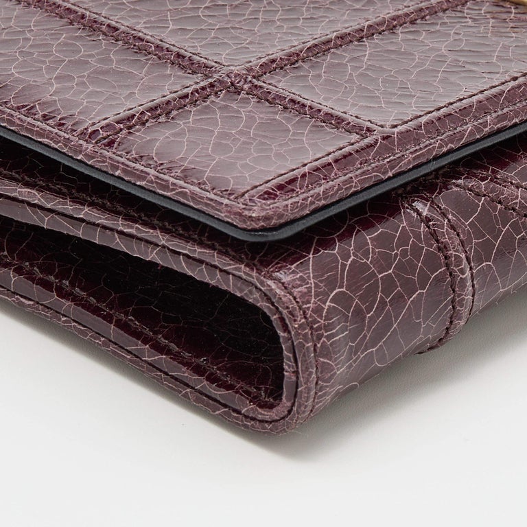 Dior Maroon Crinkled Leather Diorama Wallet On Chain For Sale at 1stDibs