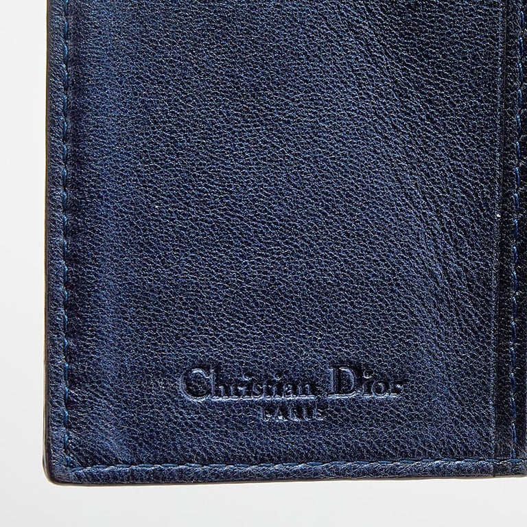 Dior Metallic Blue Patent Leather Compact Wallet For Sale at 1stDibs
