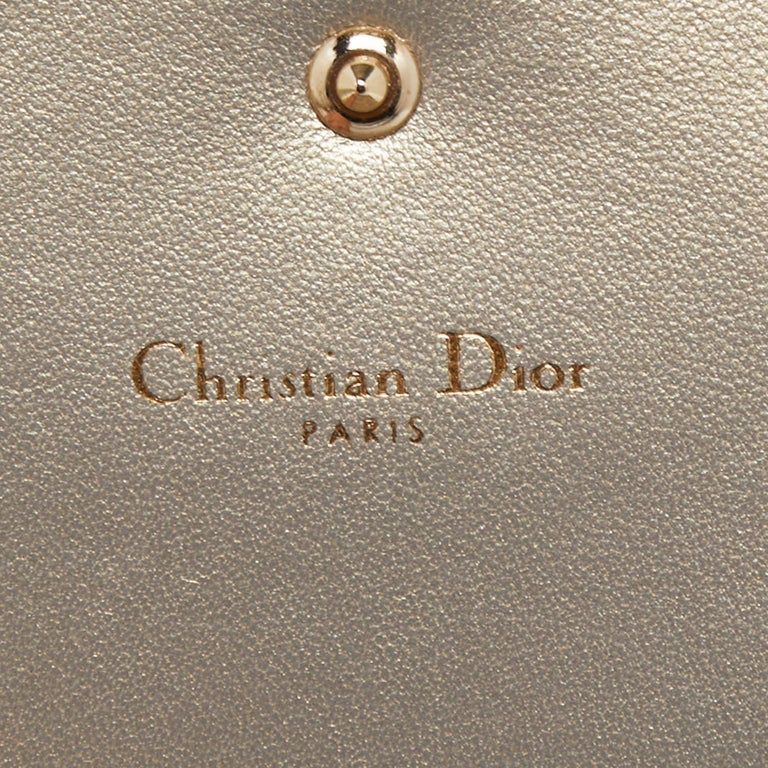 Dior Metallic Gold Leather Diorama Wallet on Chain For Sale at 1stDibs