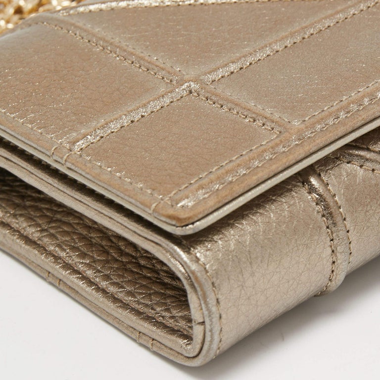 Dior Metallic Gold Leather Diorama Wallet on Chain For Sale at 1stDibs