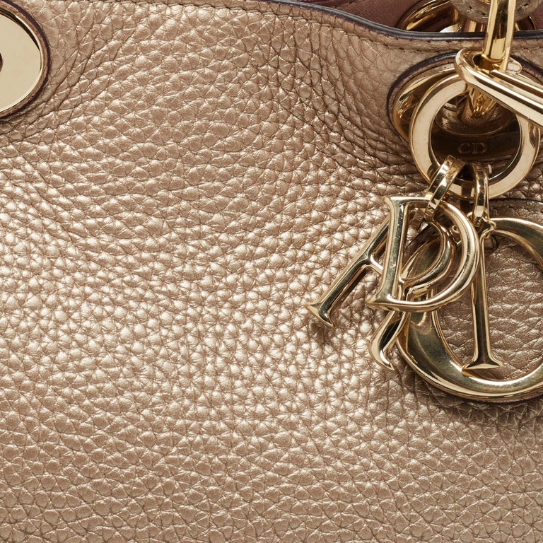 Dior Metallic Gold Leather Mini Diorissimo Tote For Sale at 1stDibs