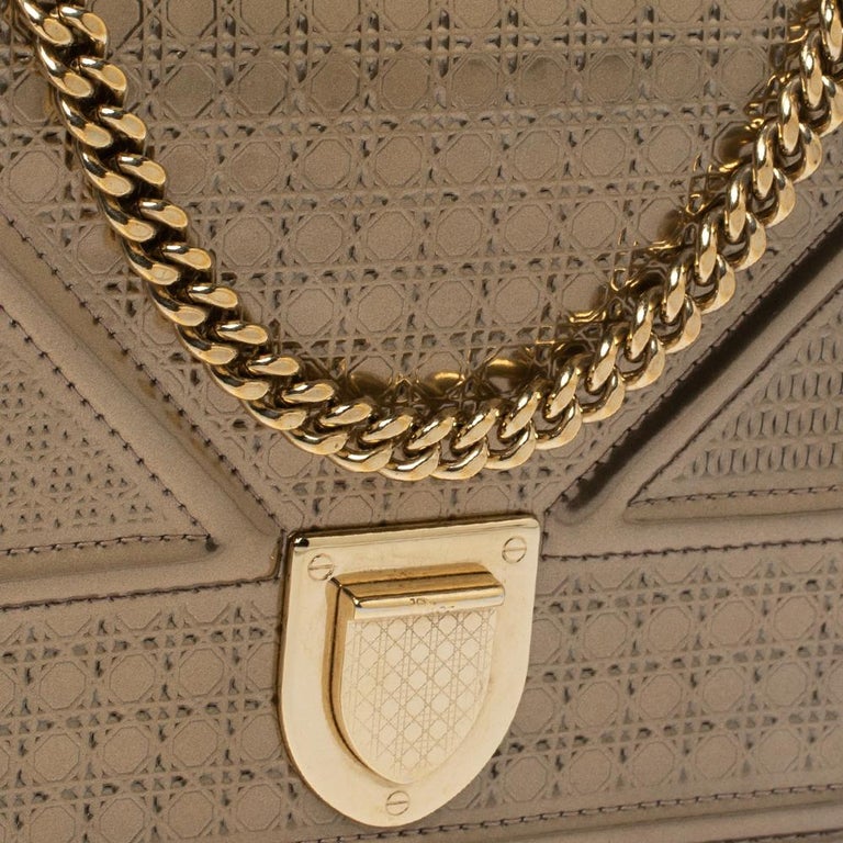 Dior Metallic Gold Micro Cannage Patent Leather Mini Diorama Chain ...