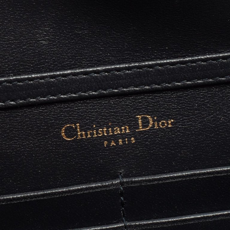 Dior Metallic Gold Microcannage Patent Leather Diorama Wallet on Chain ...