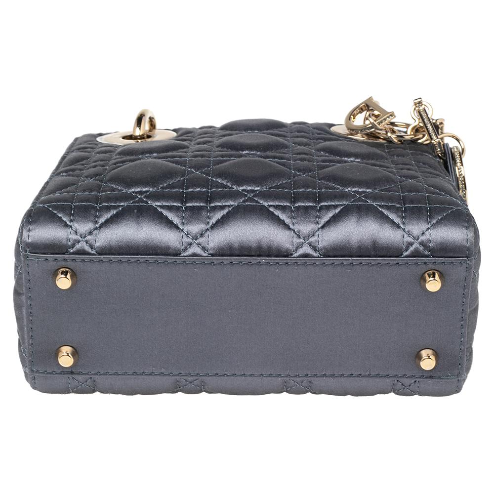 Dior Metallic Grey Cannage Satin Mini Lady Dior Tote at 1stDibs | lady ...