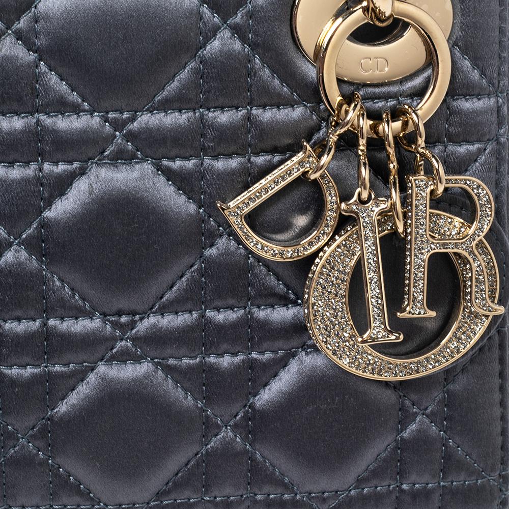 Dior Metallic Grey Cannage Satin Mini Lady Dior Tote at 1stDibs | lady ...