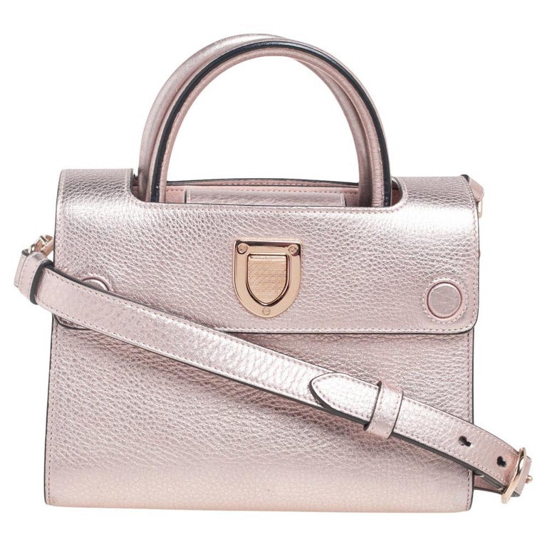Dior Metallic Light Pink Pebbled Leather Mini Diorever Tote at 1stDibs