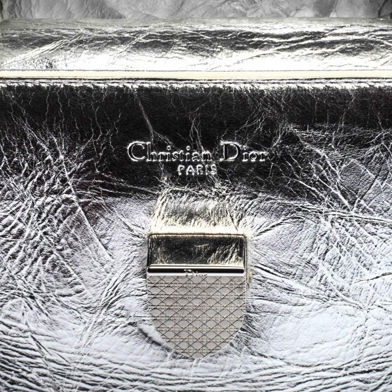 Dior Metallic Silver Crinkled Leather Medium Diorever Bag at 1stDibs