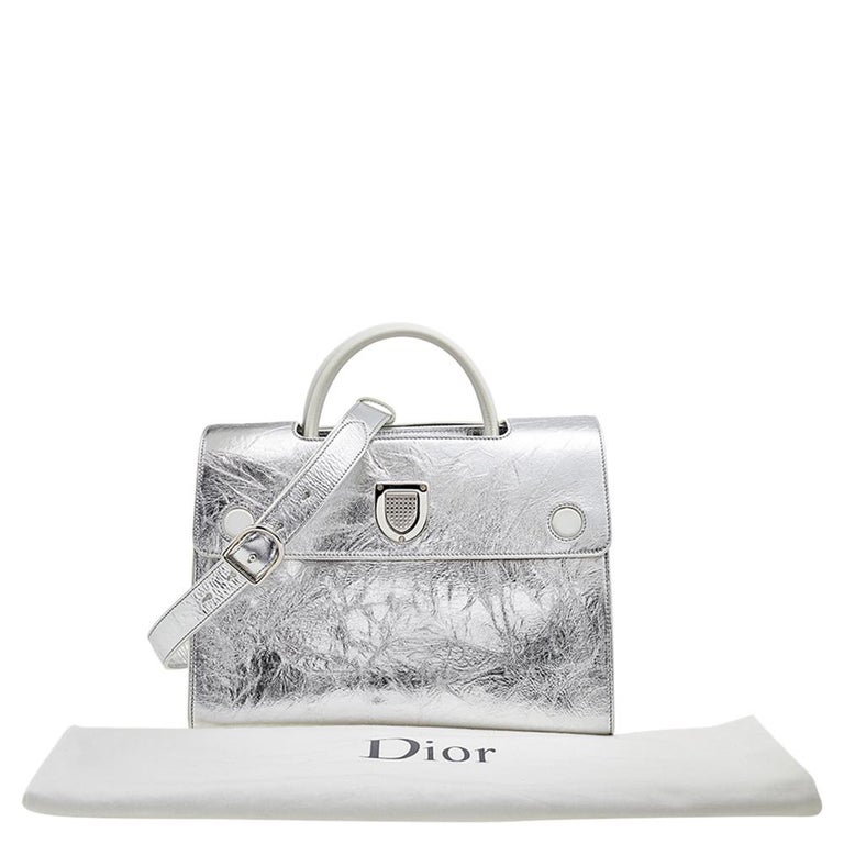 Dior Metallic Silver Leather Medium Diorever Bag at 1stDibs