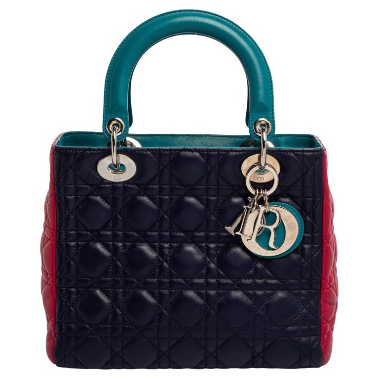Dior Multicolor Cannage Leather Medium Lady Dior Tote at 1stDibs