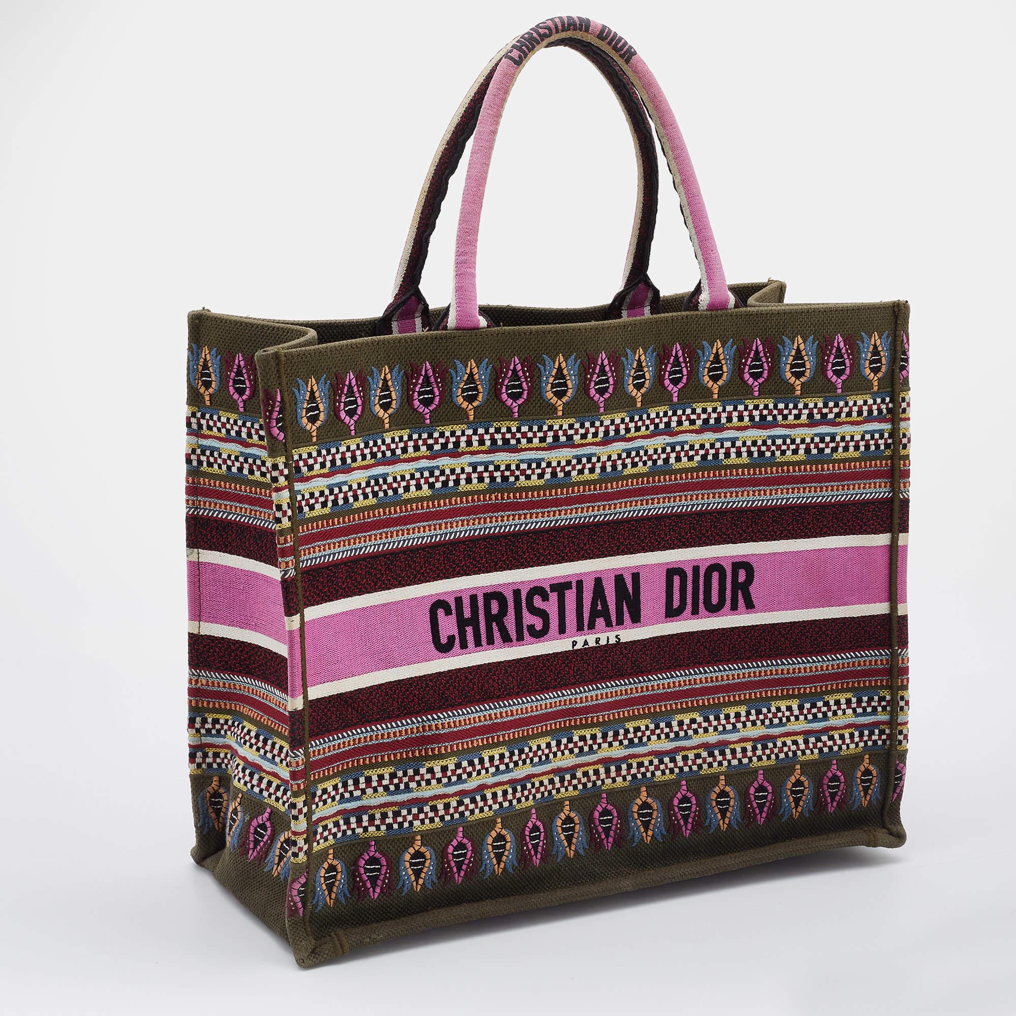 Dior Multicolor Embroidered Canvas Large Book Tote For Sale at 1stDibs