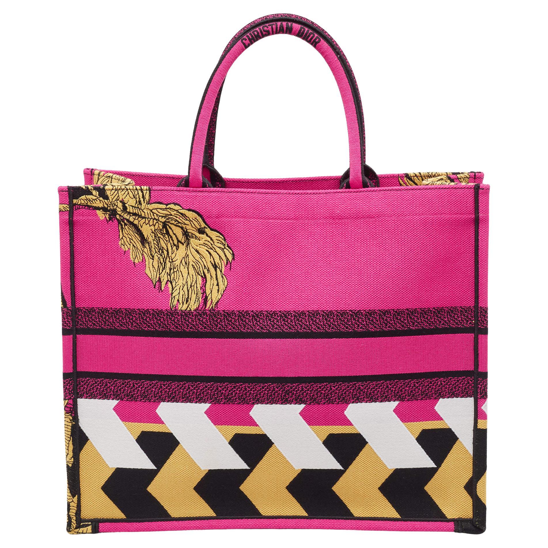 Dior Multicolor Jungle Pop Embroidered Canvas Large Book Tote For Sale ...