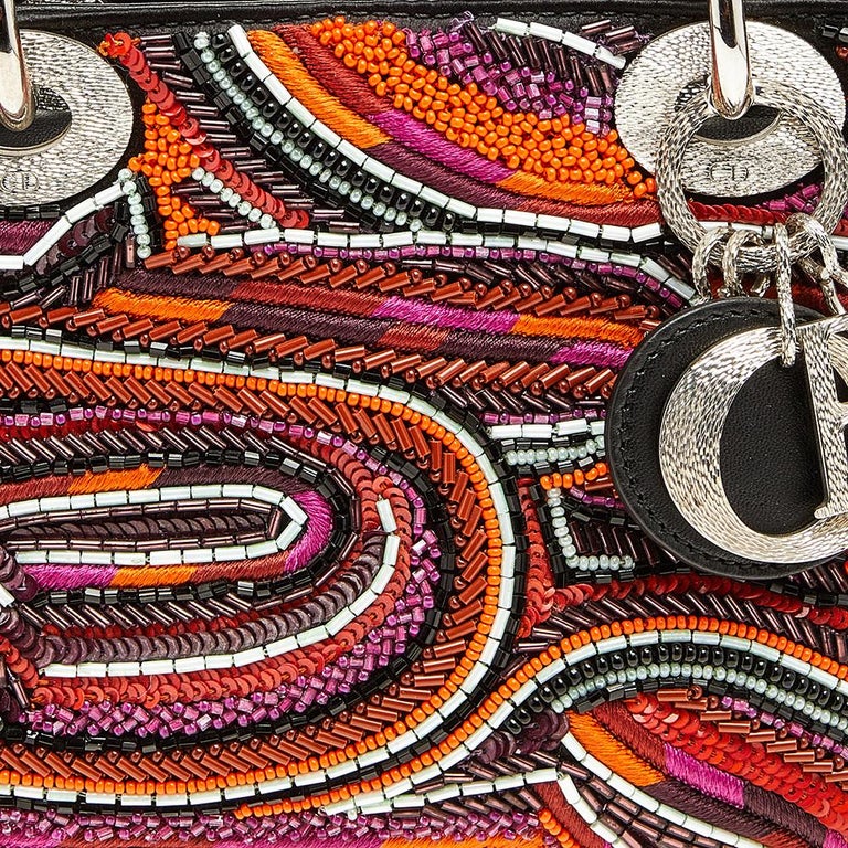 Dior Multicolor Leather Embroidered Lady Dior Tote at 1stDibs