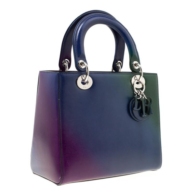 Dior Multicolor Leather Medium Ombre Lady Dior Tote For Sale at 1stDibs