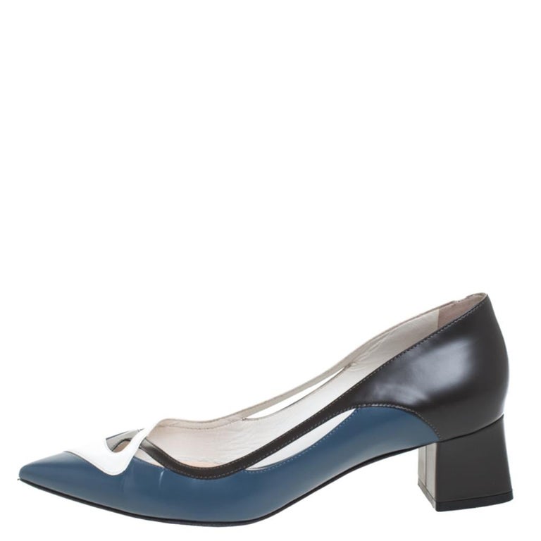 Dior Multicolor Leather Pointed Toe Block Heel Pumps Size 37 at 1stDibs ...