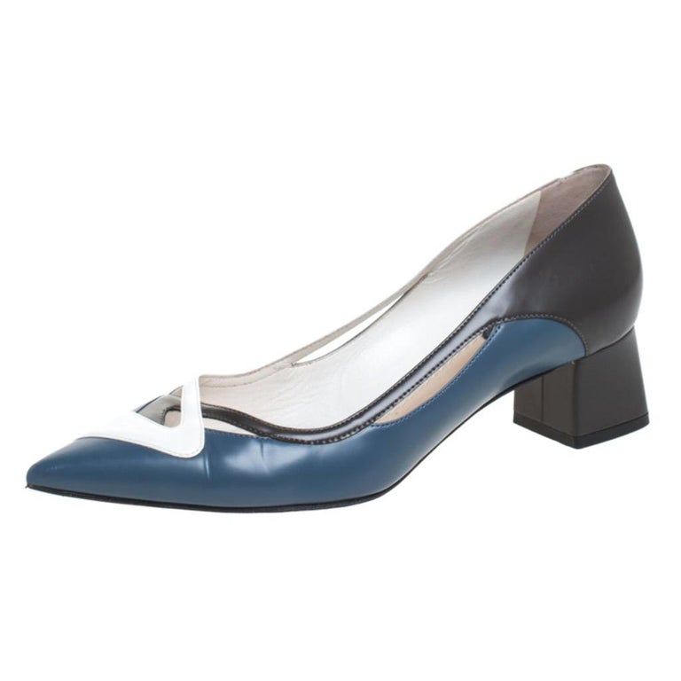 Dior Multicolor Leather Pointed Toe Block Heel Pumps Size 37 at 1stDibs ...