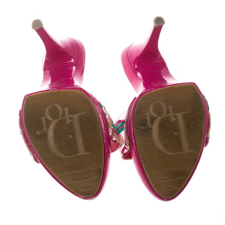 Dior Multicolor Printed Cotton Peep Toe Slide Clogs Size 39.5 For Sale ...