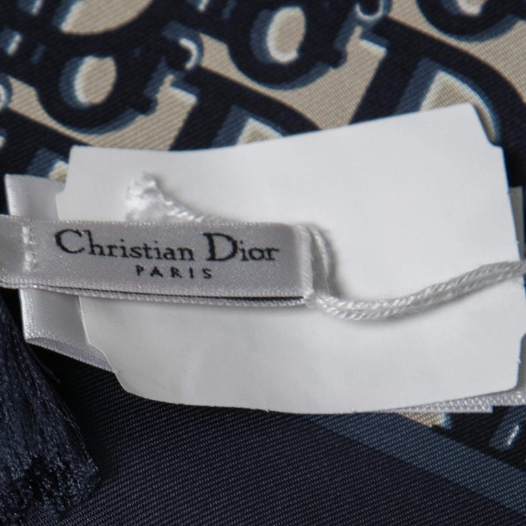 Dior Navy Blue Oblique Silk Stole For Sale at 1stDibs