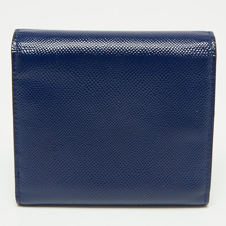 Dior Navy Blue Patent Leather Mania Compact Wallet For Sale at 1stDibs