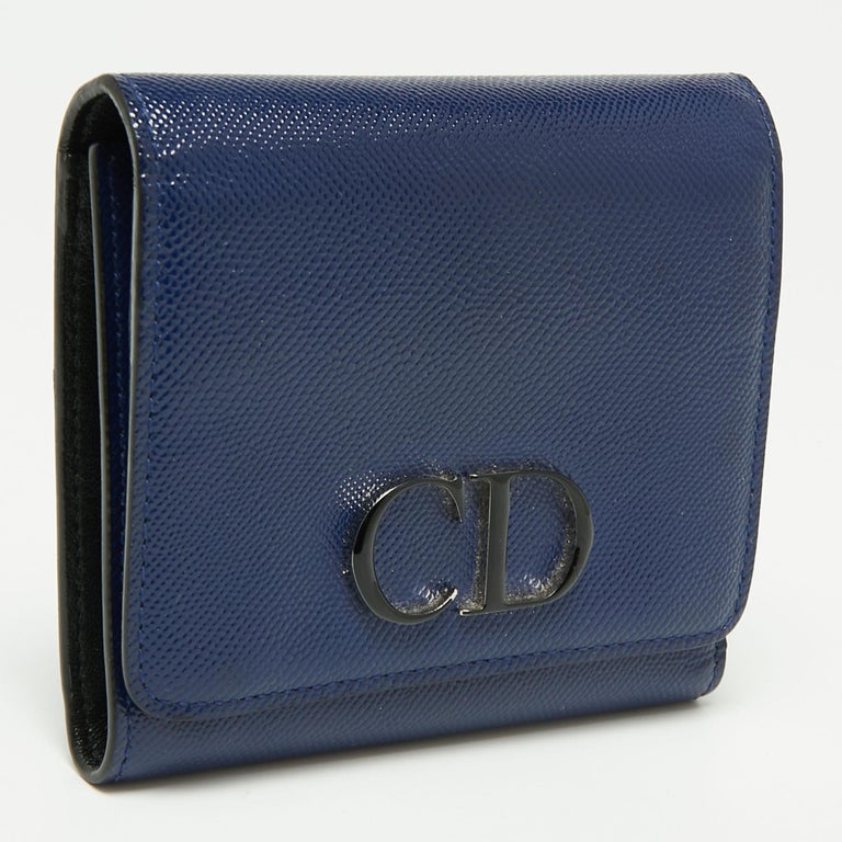 Dior Navy Blue Patent Leather Mania Compact Wallet For Sale at 1stDibs