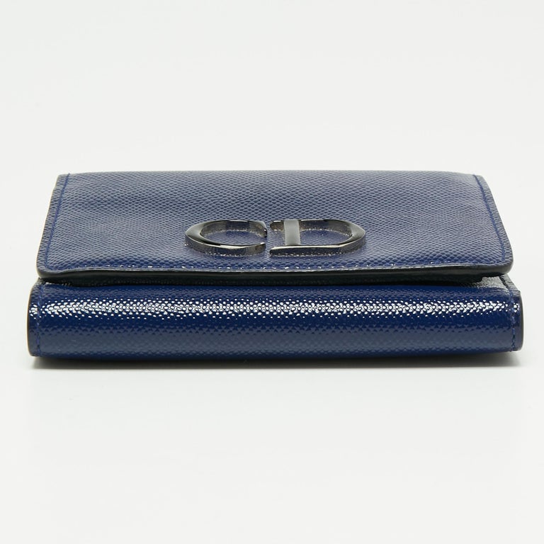 Dior Navy Blue Patent Leather Mania Compact Wallet For Sale at 1stDibs
