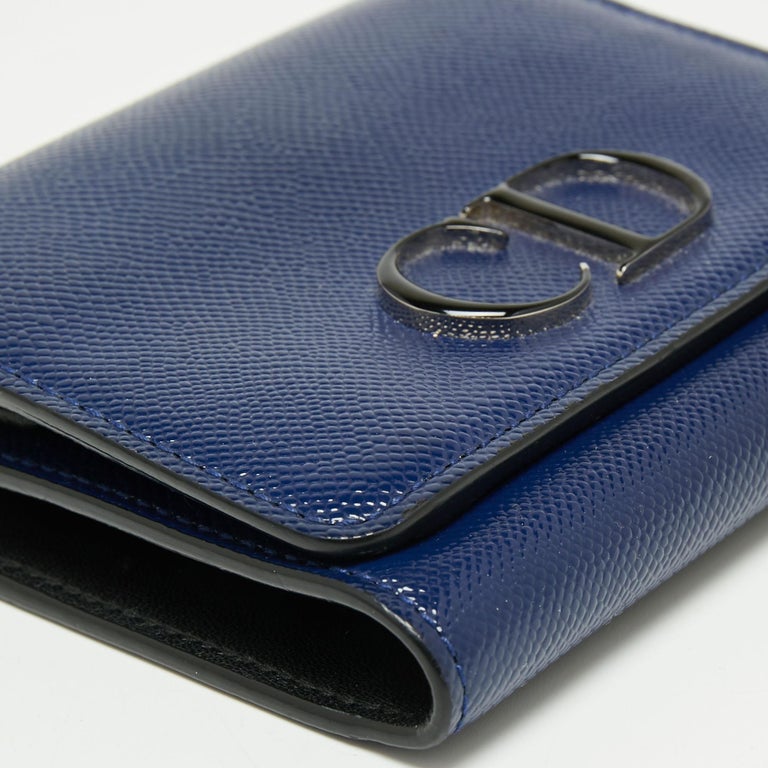 Dior Navy Blue Patent Leather Mania Compact Wallet For Sale at 1stDibs