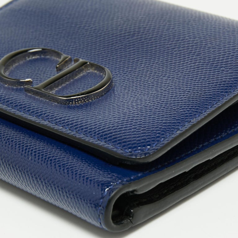 Dior Navy Blue Patent Leather Mania Compact Wallet For Sale at 1stDibs