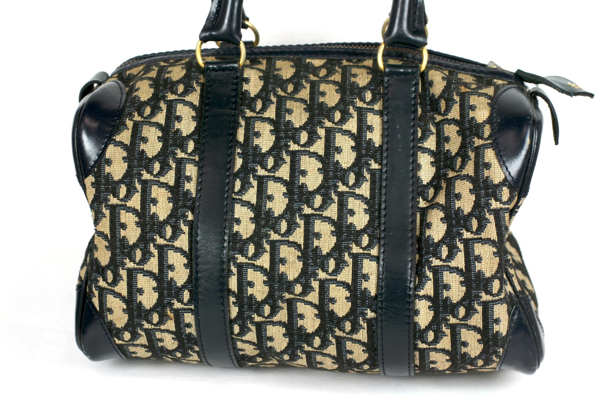 Dior Navy Monogramme Oblique Satchel at 1stDibs