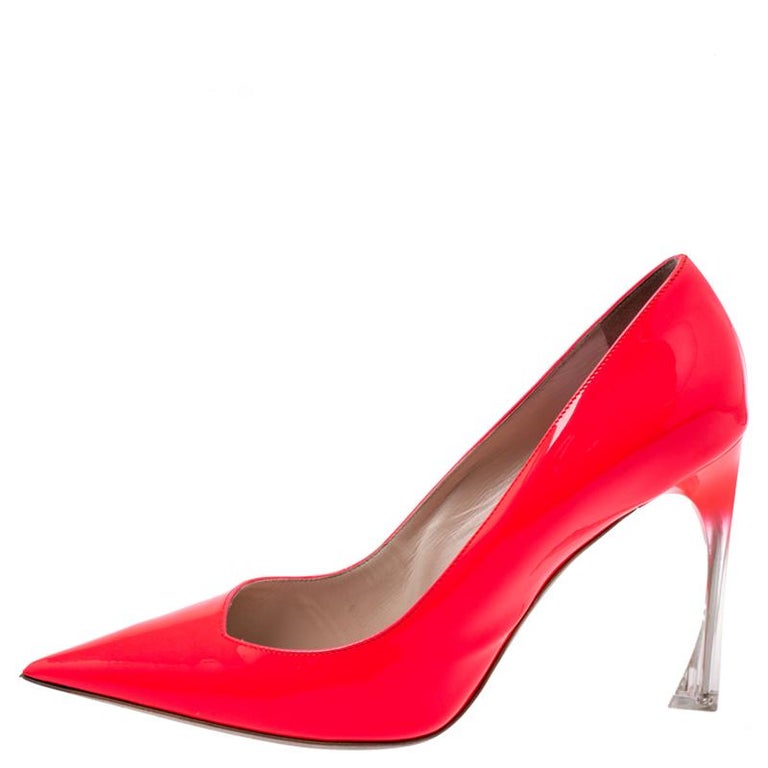 Dior Neon Red Patent Leather Songe Pointed Toe Pumps Size 41 For Sale ...