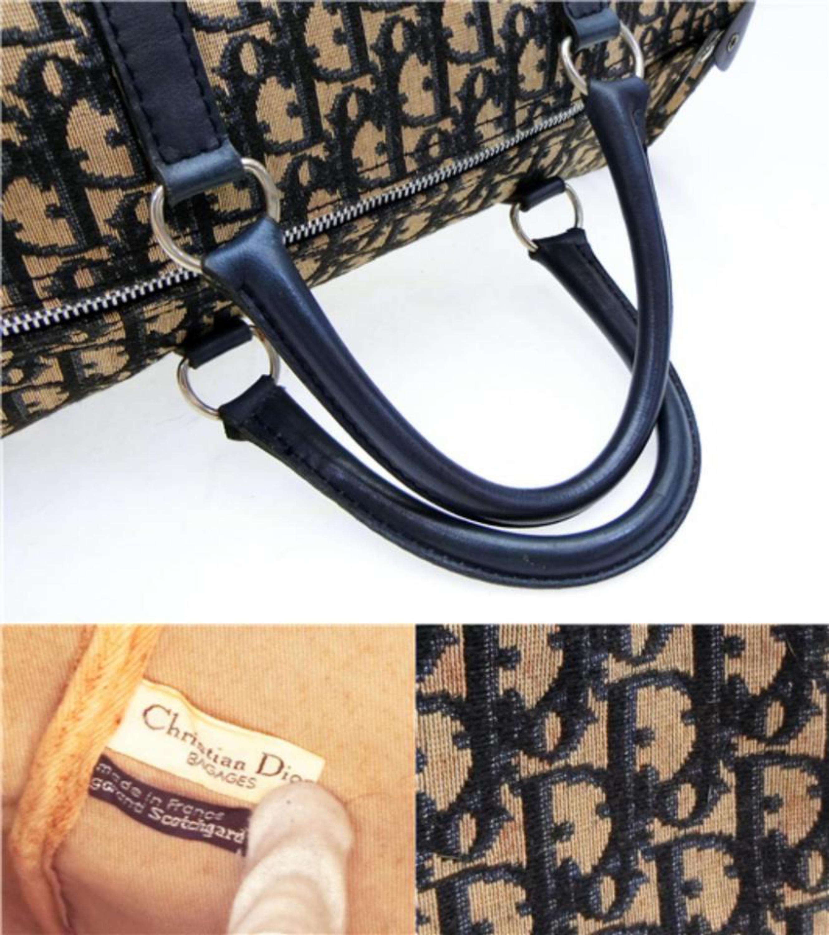 Dior Oblique Monogram Signature Boston Duffle 228163 Navy Coated Canvas ...
