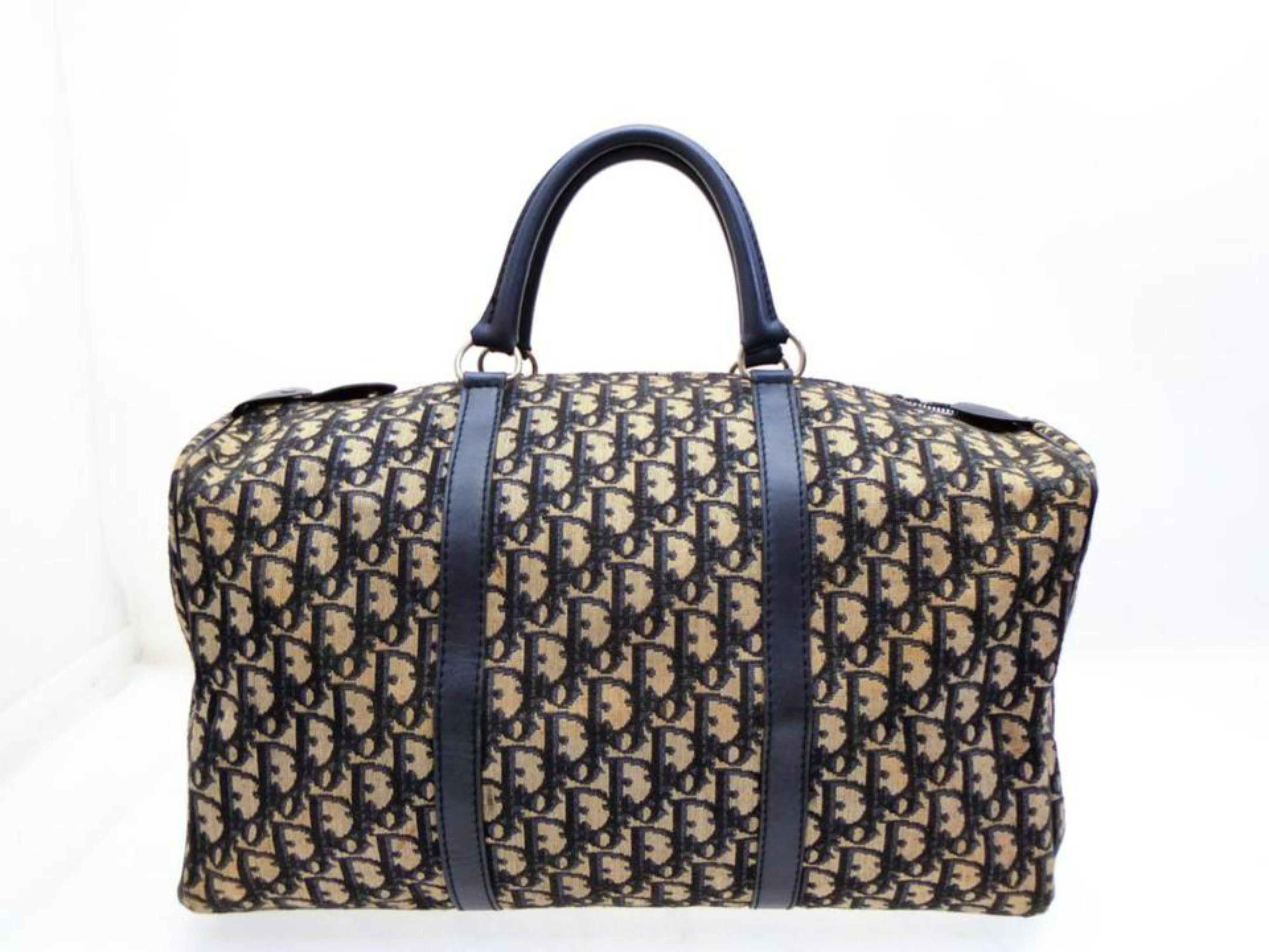 Dior Oblique Monogram Signature Boston Duffle 228163 Navy Coated Canvas ...