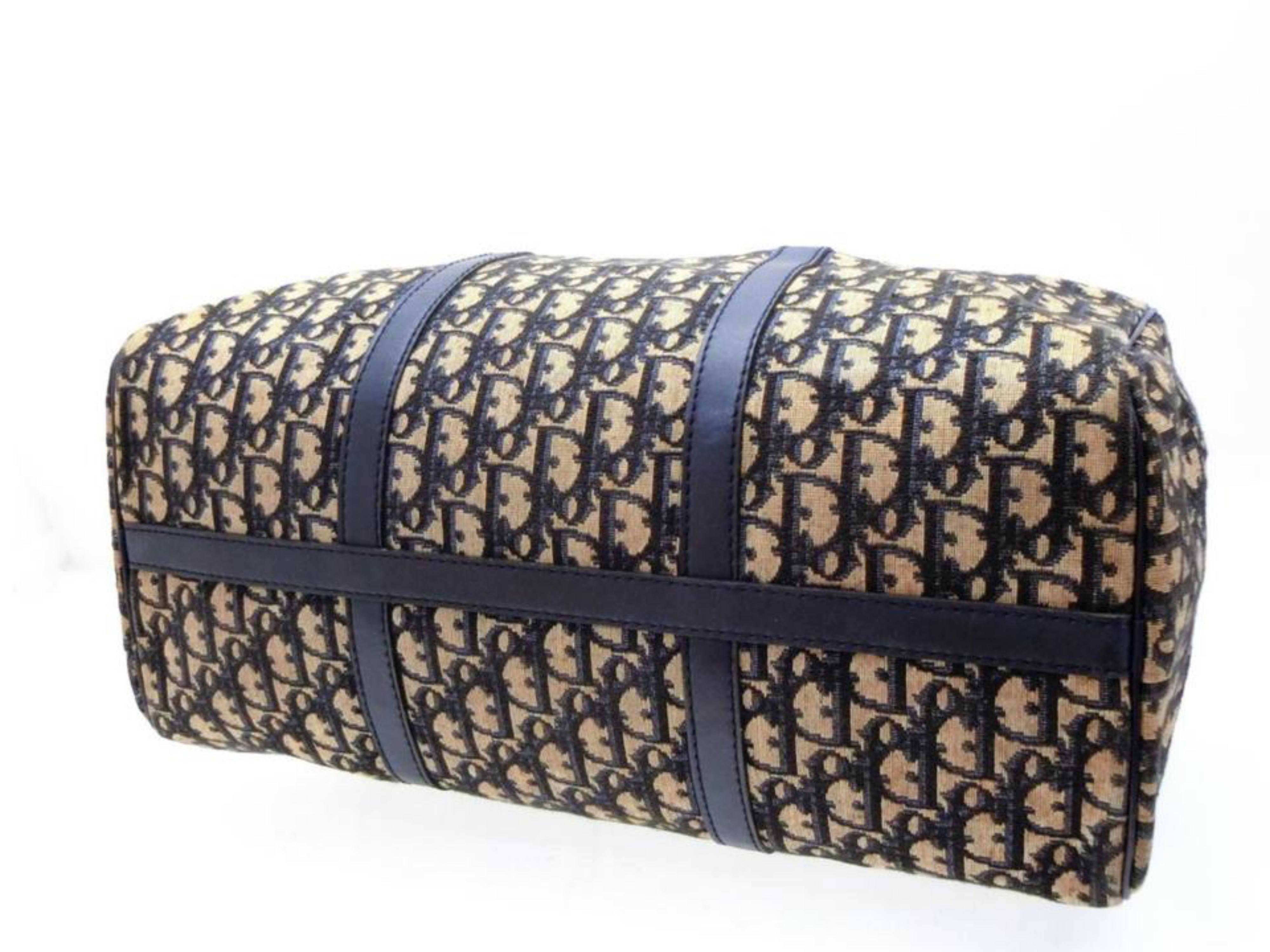 Dior Oblique Monogram Signature Boston Duffle 228163 Navy Coated Canvas ...