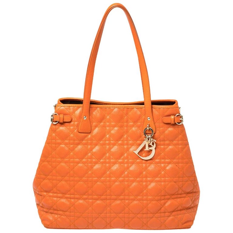 Dior Orange Cannage Coated Canvas and Leather Medium Panarea Tote at ...