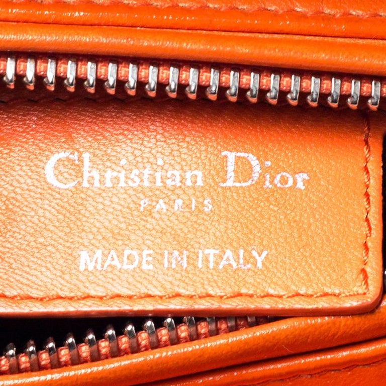 Dior Orange Cannage Quilted Leather Medium Lady Dior Tote For Sale at ...