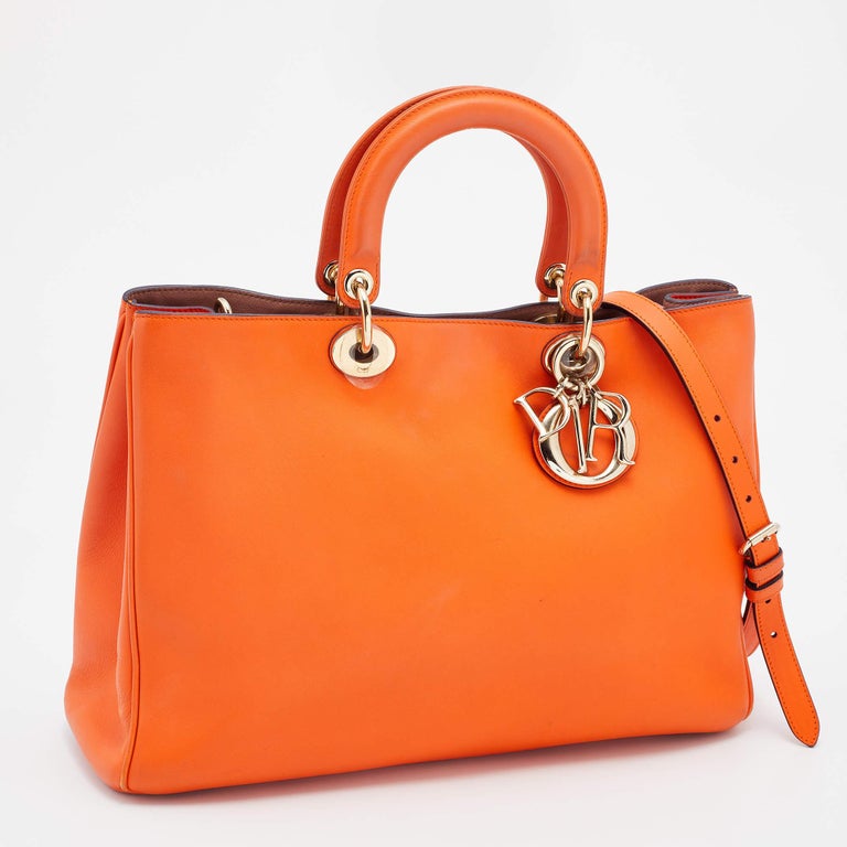 Dior Orange Leather Large Diorissimo Shopper Tote For Sale at 1stDibs