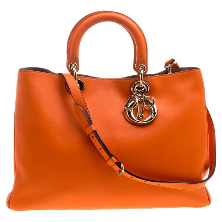 Dior Orange Leather Large Diorissimo Shopper Tote For Sale at 1stDibs