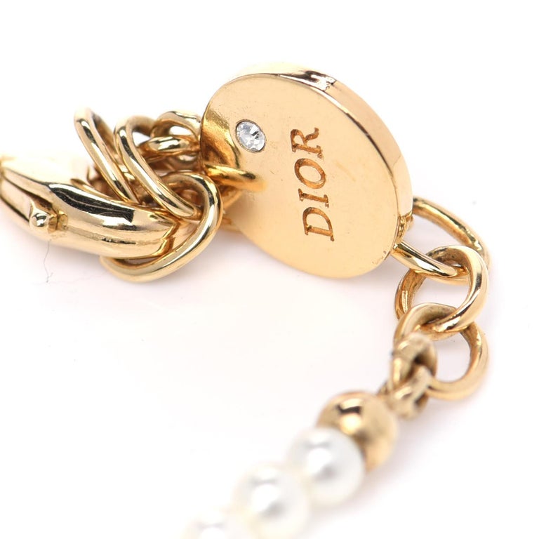 Dior Pearl Crystal Star Logo Charm Necklace Gold at 1stDibs | dior ...