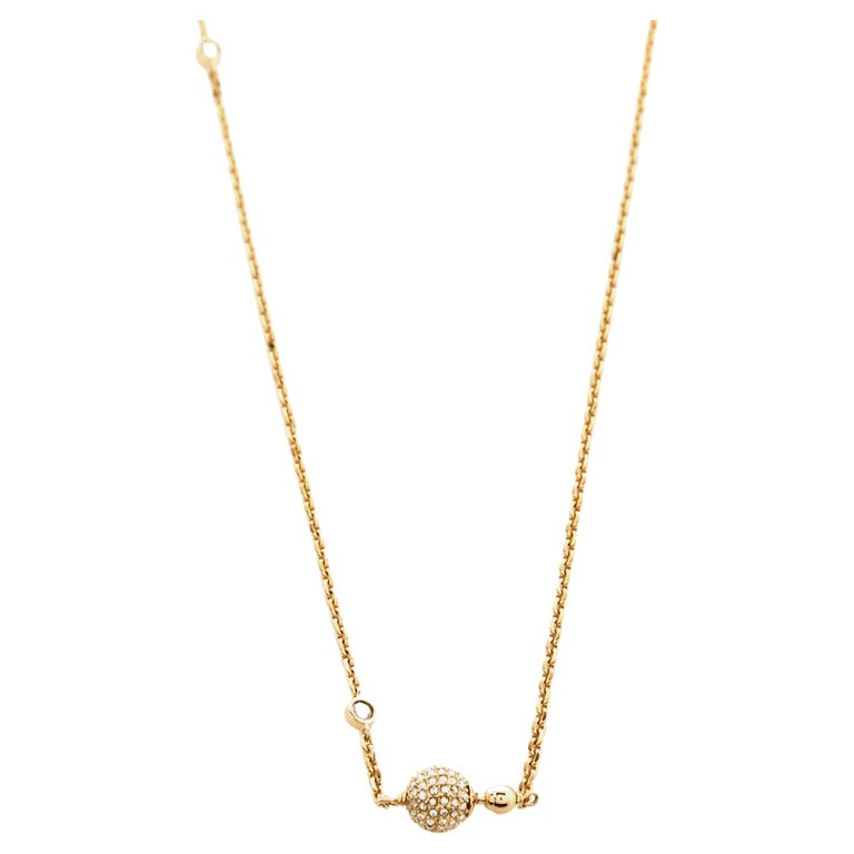 Dior Petit CD Crystal Charm Gold Tone Station Necklace For Sale at 1stDibs