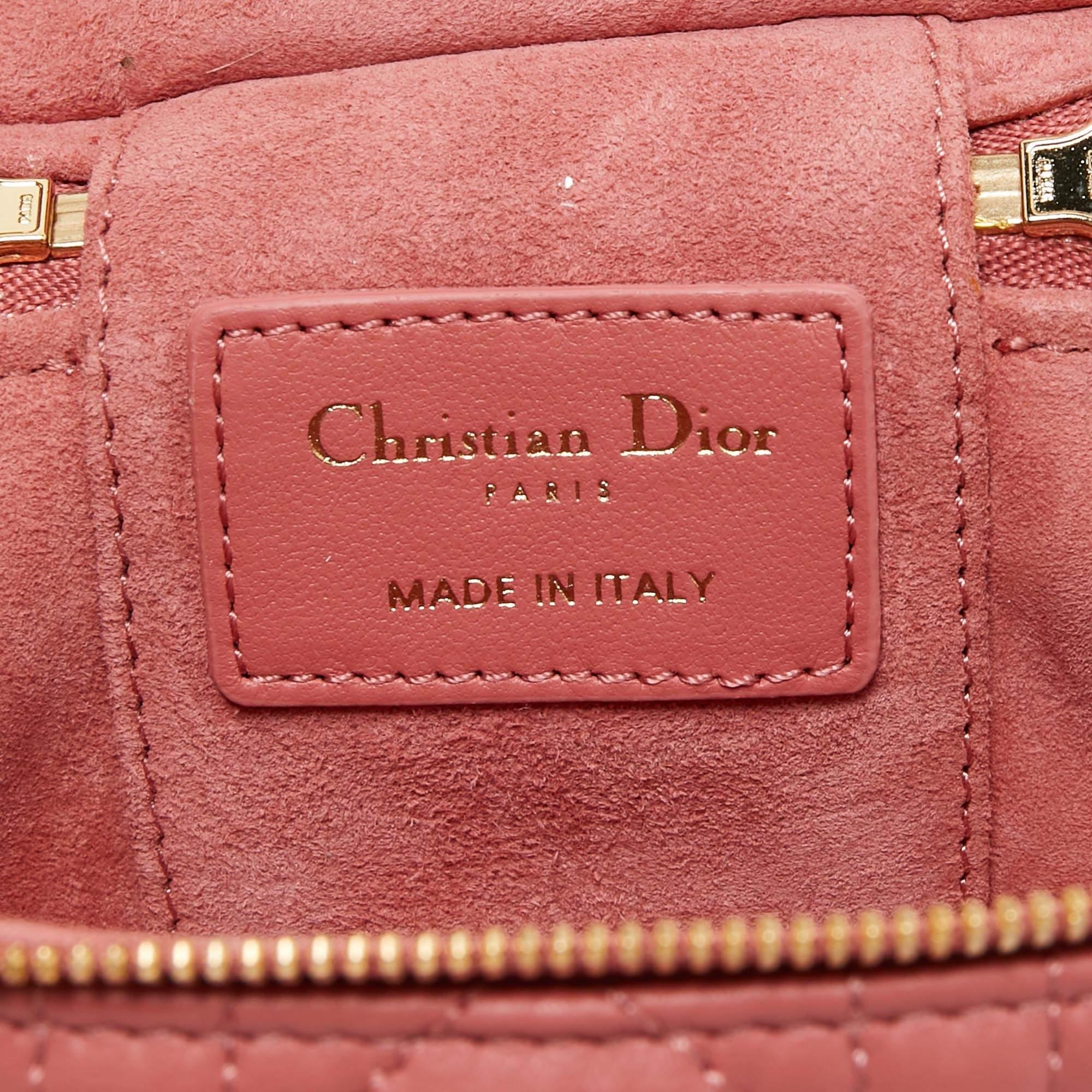Dior Pink Cannage Leather Lady Dior Micro Vanity Case For Sale at 1stDibs