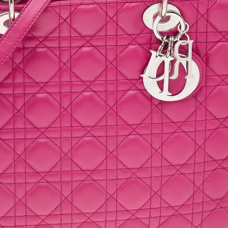 Dior Pink Cannage Leather Large Lady Dior Tote at 1stDibs