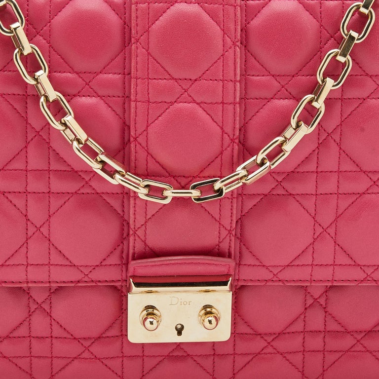 Dior Pink Cannage Leather Large Miss Dior Flap Bag For Sale at 1stDibs